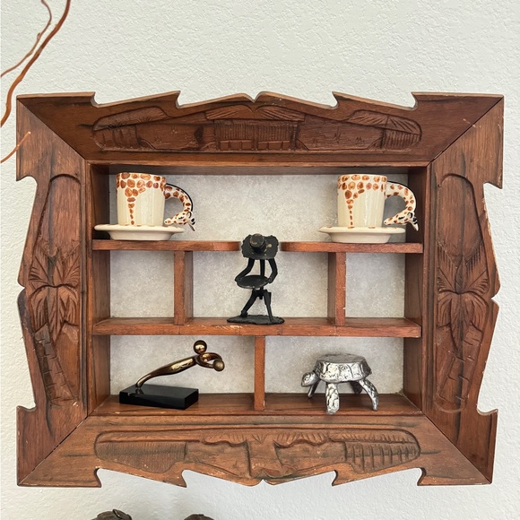 Wall Decor | Vintage Carved Wood Guam Palm Tree Border Wall Shadow Box ...